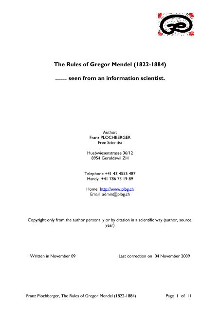 Rules of Gregor Mendel