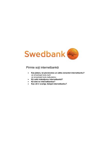 Internetbanka Swedbank Swedbank Internetbanka Sākumlapa