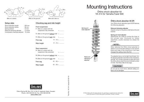 Mounting Instructions - Öhlins