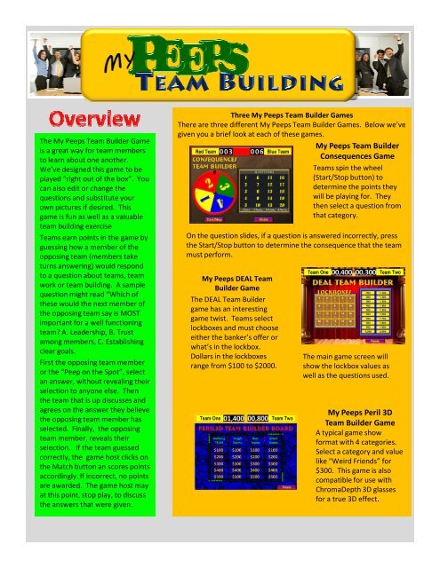 My Peeps Team Builder Consequences Game My ... - Training Games