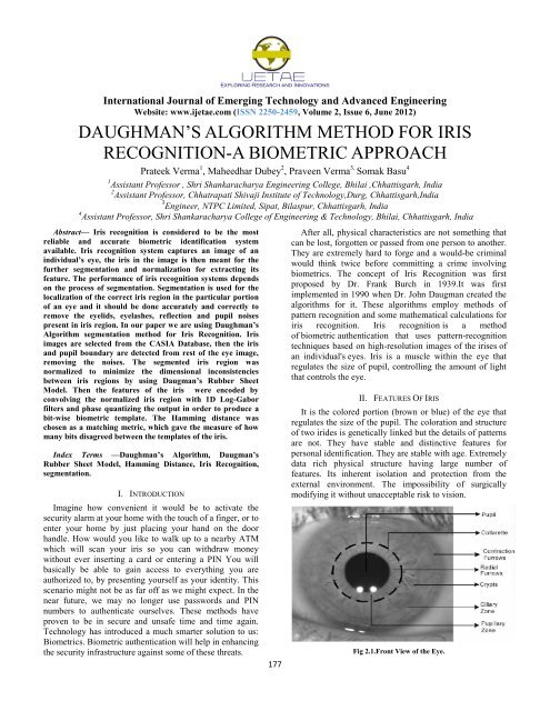 Daughman's Algorithm Method for Iris Recognition-A ... - IJETAE