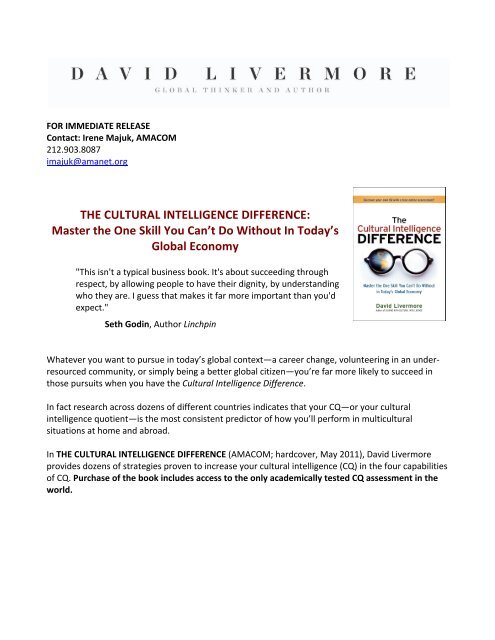 THE CULTURAL INTELLIGENCE DIFFERENCE - David Livermore