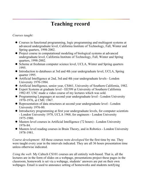 Teaching record