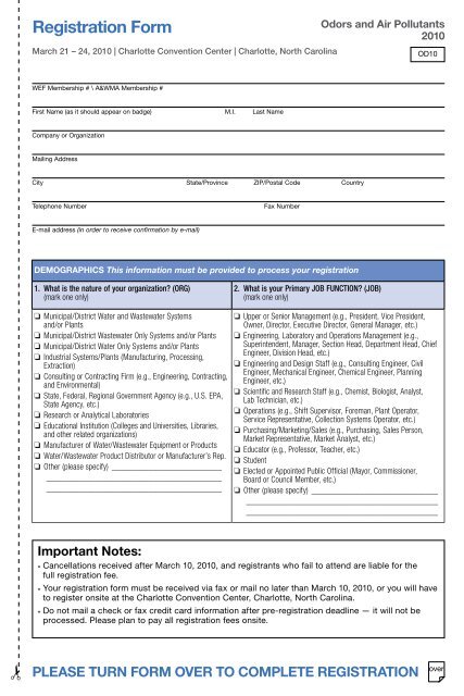 Registration Form - Water Environment Federation