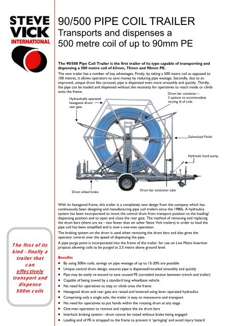 90/500 Pipe Coil Trailer - Steve Vick International