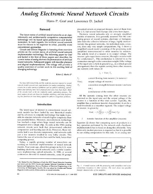 Analog electronic neural network circuits - IEEE ... - Robert Marks.org