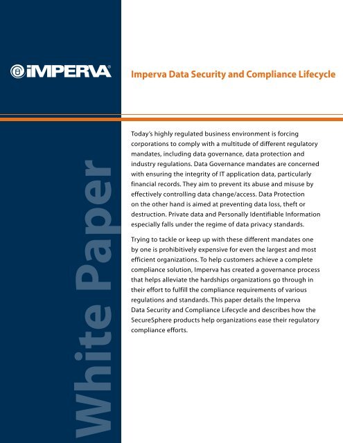 Imperva Data Security and Compliance Lifecycle