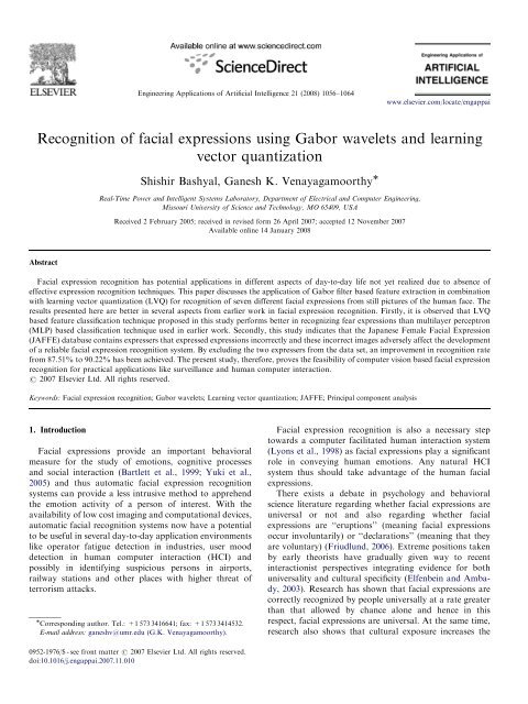 Recognition of facial expressions using Gabor wavelets and ... - rtpis
