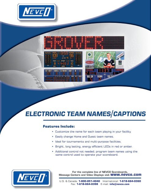 ELECTRONIC TEAM NAMES/CAPTIONS - Nevco