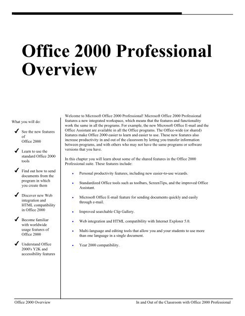 MS Office 2000 Professional Overview