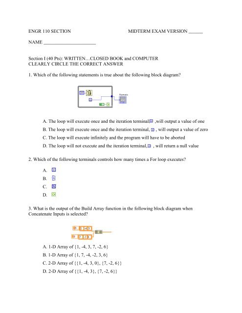 ENGR 110 SECTION MIDTERM EXAM VERSION ... - Nuno Alves