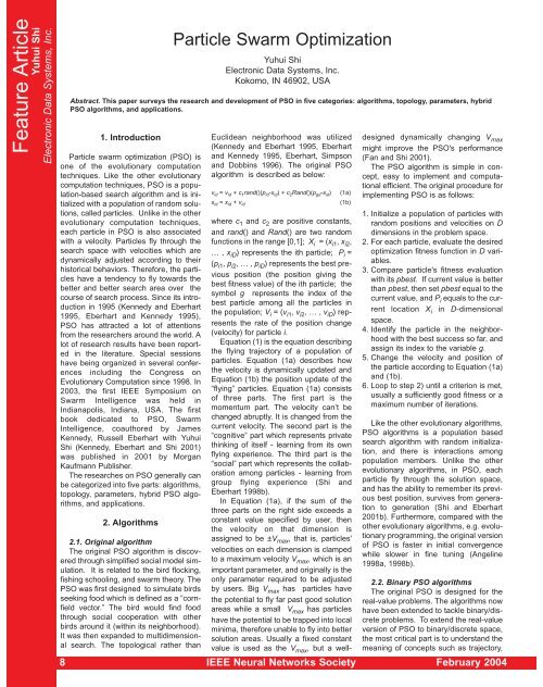 Particle Swarm Optimization - Computelligence