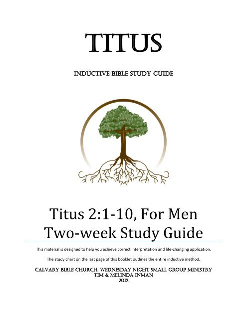 Titus 2:1-10, For Men Two-week Study Guide - Calvary Bible Church