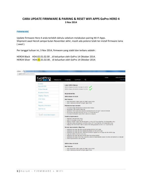 CARA UPDATE FIRMWARE + PAIRING & RESET WIFI APPS GOPRO HERO4