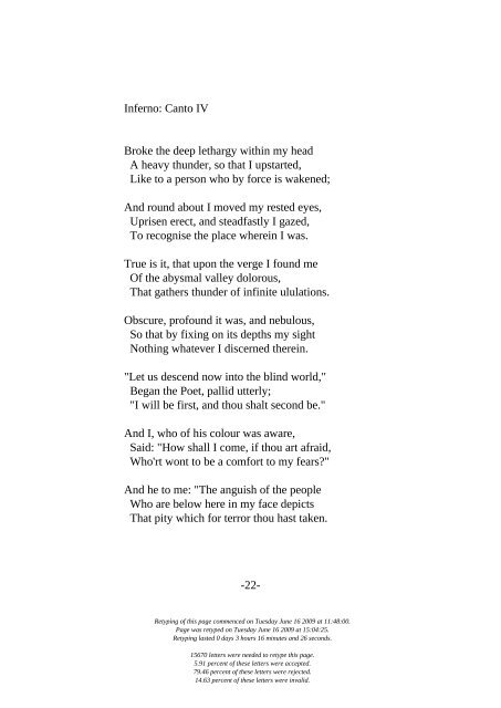 Inferno: Canto IV Broke the deep lethargy within ... - Retyping Dante