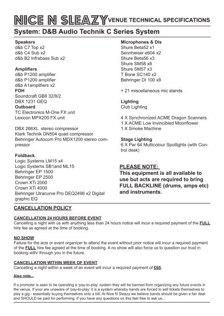 VENUE TECH SPEC 4 Way Stereo System Power ... - Nice'N'Sleazy
