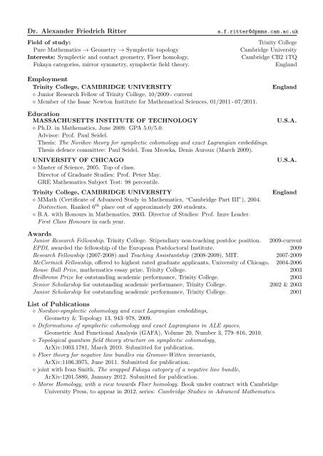 Dr. Alexander Friedrich Ritter Employment Education Awards List of ...