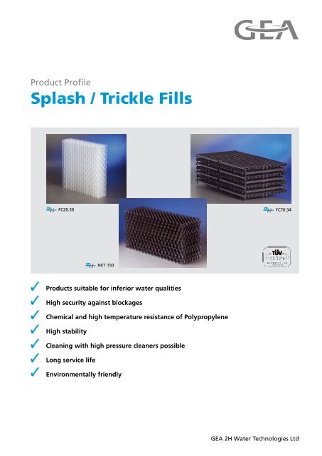 Splash Trickle Fills PDF - GEA 2H Water Technologies