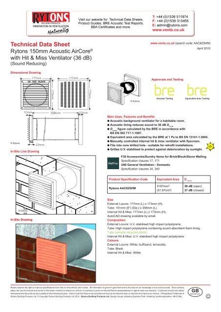 Technical Data Sheet - Rytons Building Products Ltd.