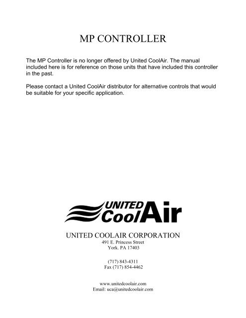 MP CONTROLLER - United CoolAir