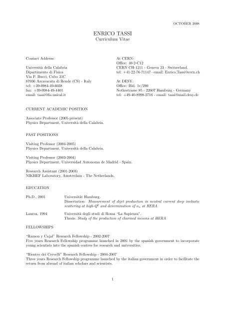 ENRICO TASSI - Zeus - Desy