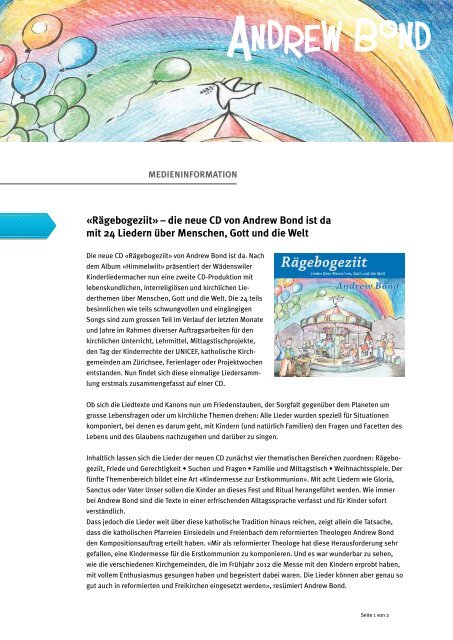 Â«RÃ¤gebogeziitÂ» â die neue CD von Andrew Bond ist da mit 24 ...