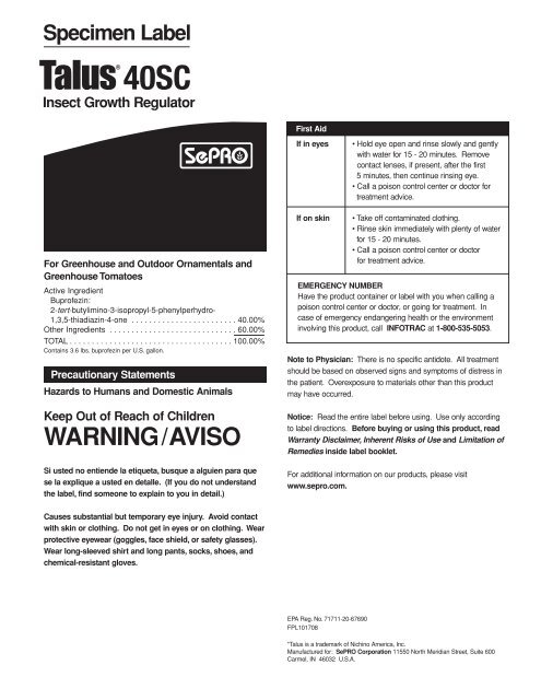 Talus 40SC label