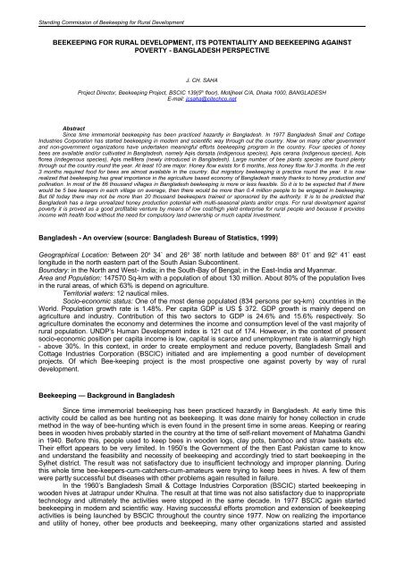 BEEKEEPING FOR RURAL DEVELOPMENT, ITS ... - Apimondia