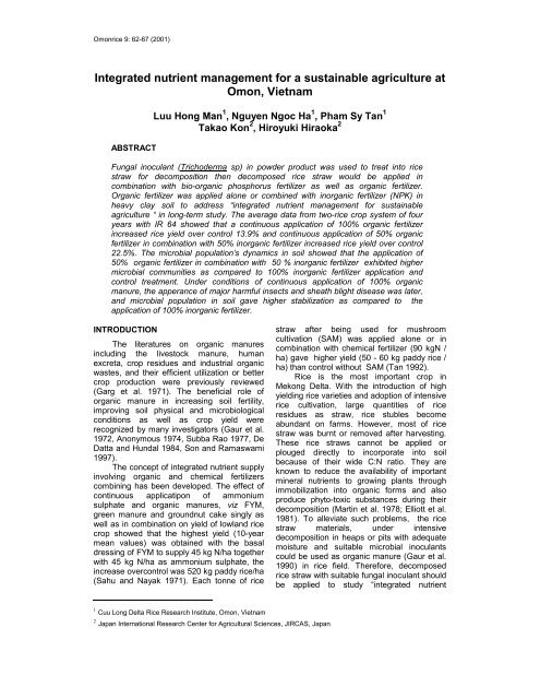 Integrated nutrient management for a sustainable agriculture at ...