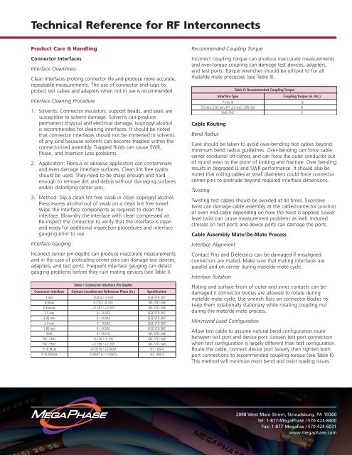 Technical Reference for RF Interconnects - MegaPhase