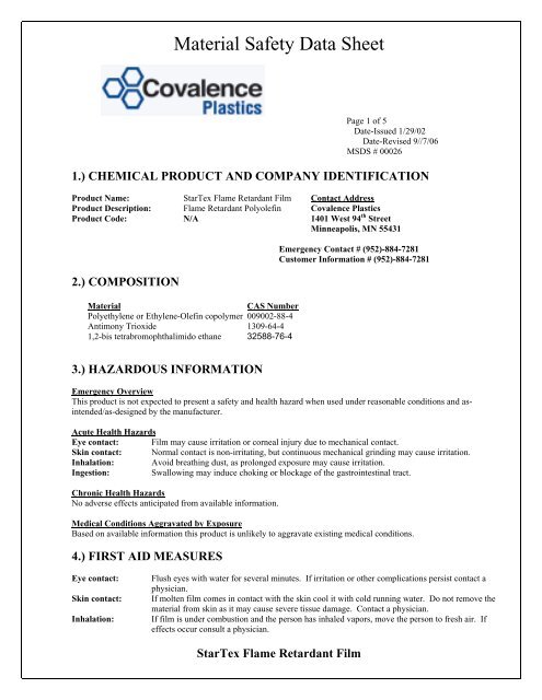 Material Safety Data Sheet - Aramsco