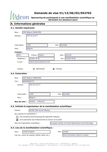 Demande de visa V1/13/06/03/052703 - Mdeon