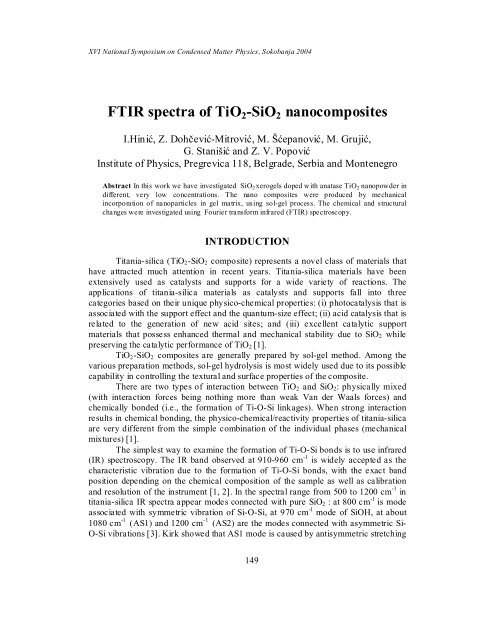 FTIR spectra of TiO2-SiO2 nanocomposites - SFKM 2004