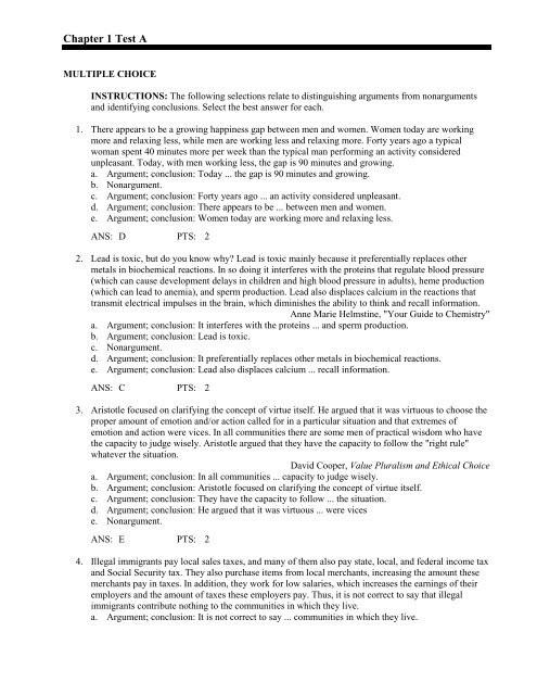 Chapter 1 Test A - Culinary Chronicles - Culinarychronicles.net