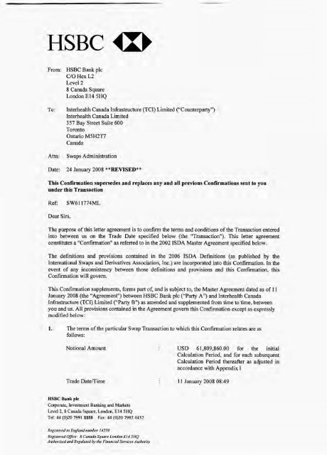 Hsbc Letter Agreement Tci News Now