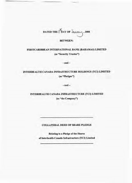 Collateral Deed of Share Pledge - TCI News Now