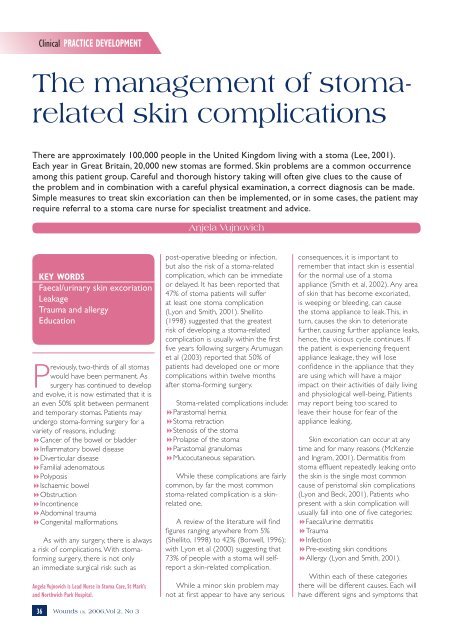 The management of stoma- related skin complications - Wounds UK