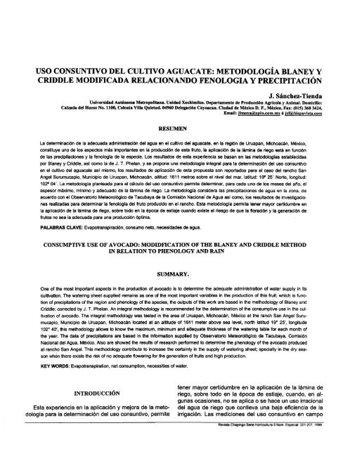 USO CONSUNTIVO DEL CULTIVO AGUACATE ... - Cofupro