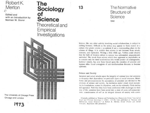 The Normative Structure of Science - About James H. Collier