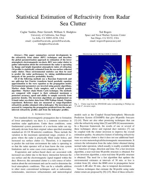 Statistical Estimation of Refractivity from Radar Sea Clutter Statistical Estimation of Refractivity from Radar Sea Clutter