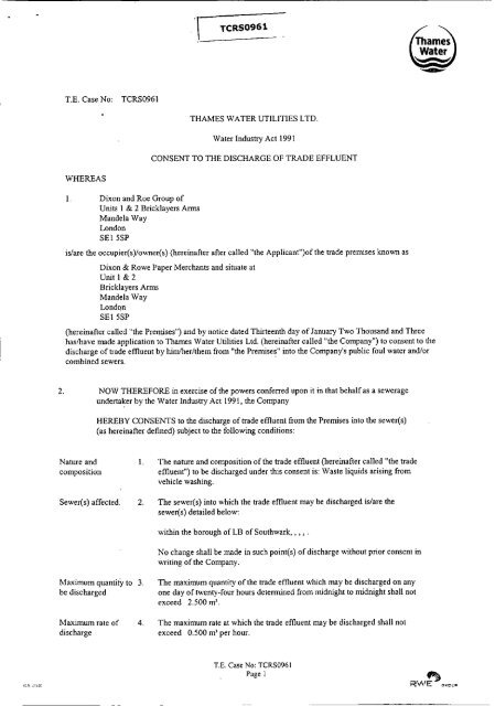 TCRS0961 - Thames Water