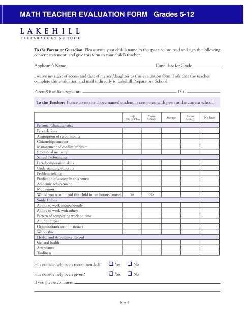 math-teacher-evaluation-form-grades-5-12-lakehill