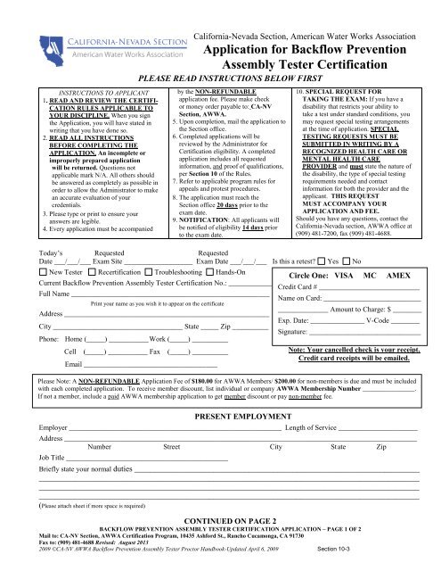 Application for Backflow Prevention Assembly ... - CA-NV AWWA
