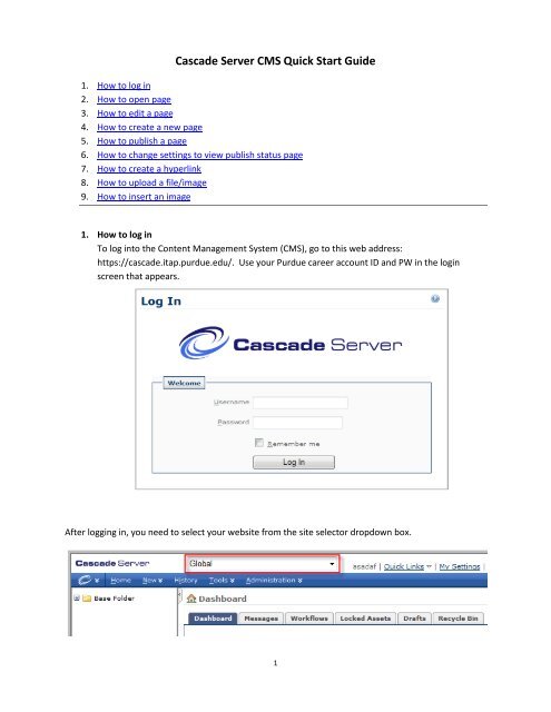 Cascade Server CMS Quick Start Guide