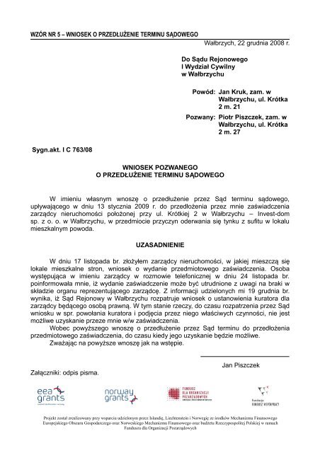 5. Wniosek o przedÅ uÅ¼enie terminu sÄ dowego