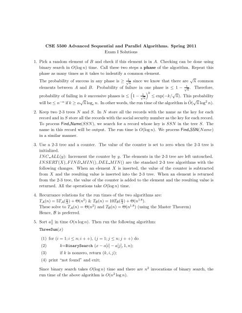 CSE 5500 Advanced Sequential and Parallel Algorithms. Spring ...