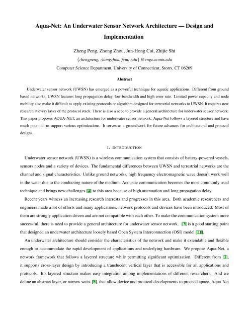 Aqua-Net: An Underwater Sensor Network Architecture â Design ...