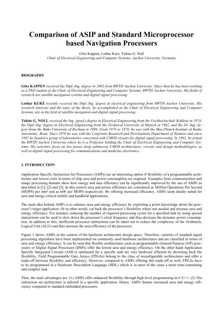 Comparison of ASIP and Standard Microprocessor based ...