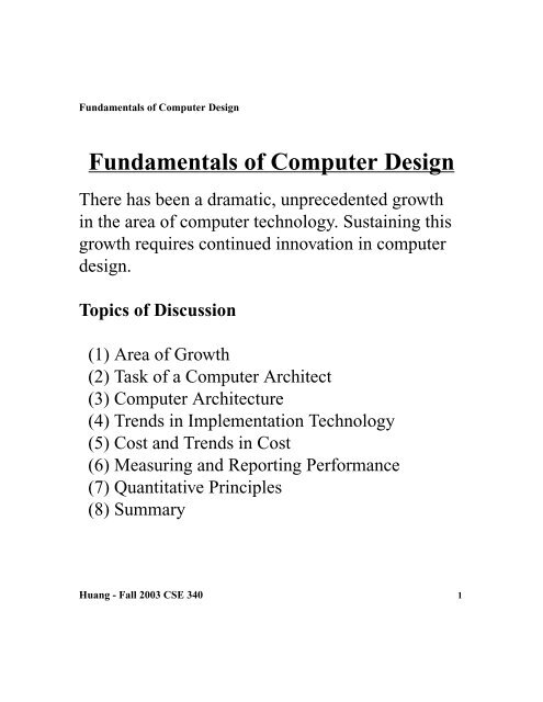 Fundamentals of Computer Design