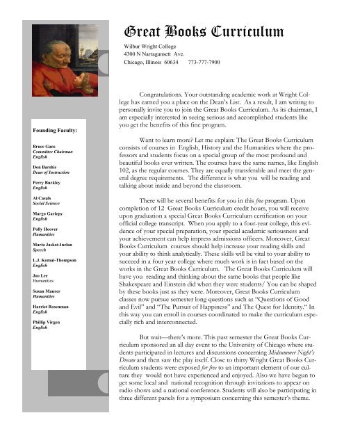 Student Recruitment Letter - National Great Books Curriculum